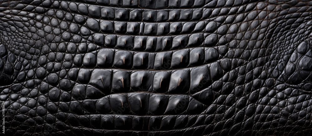 This close-up shot showcases the intricate details of an alligators ...