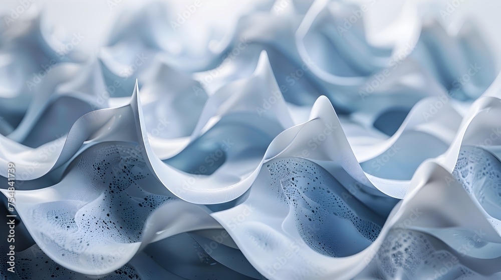 3D Printed Wave Foam Sheets in Shades of Blue and White - Hand ...