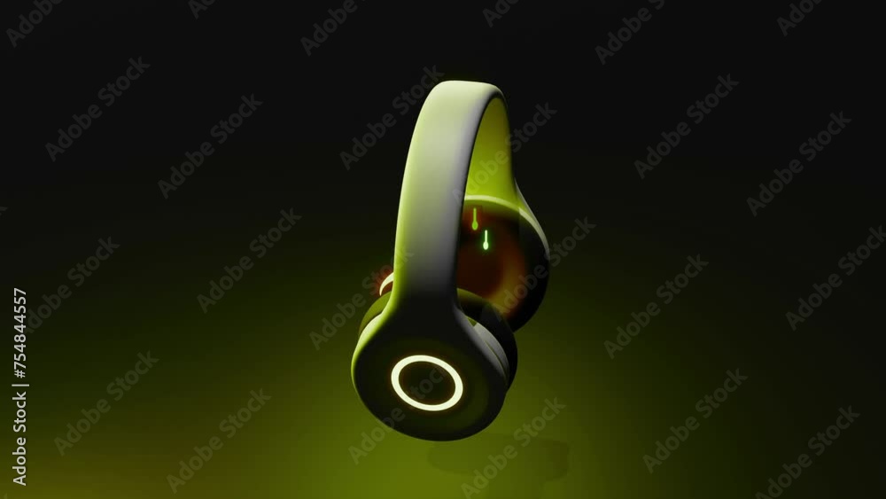 Headphones animation footage colorful music notes seamless loop ...