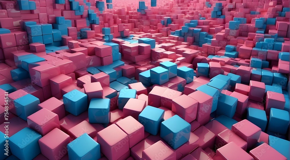 futuristic voxel artificial cubes illustration pixel virtual, render ...