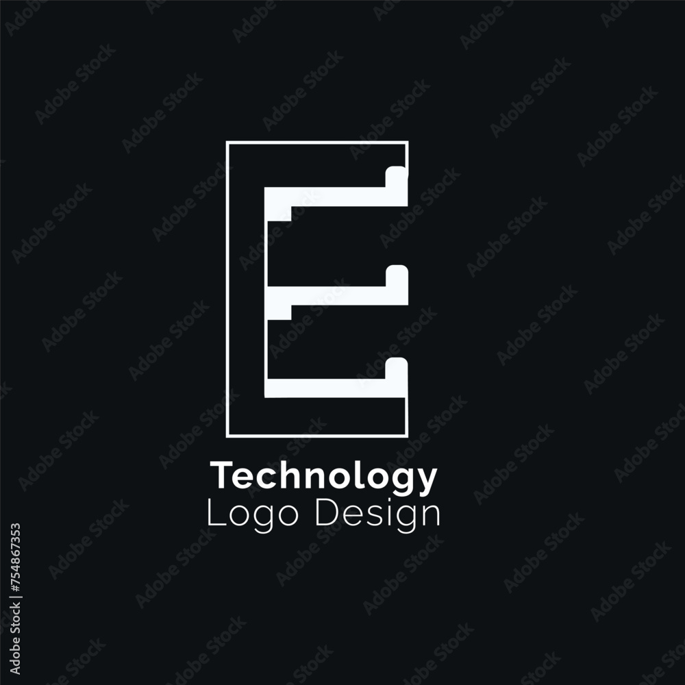 Initial letter E Technology logo design vector illustration.Letter E ...