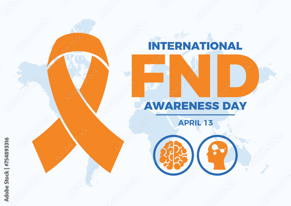 International FND Awareness Day poster vector illustration. Orange ...