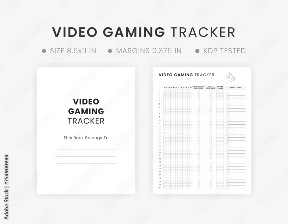 Video Gaming Tracker Printable Monthly Tracker | Video Game Logbook ...