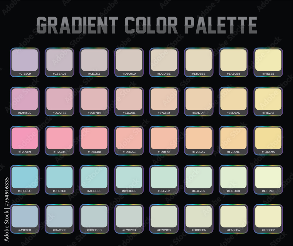 Multipurpose gradient color palette catalog samples in rgb hex. example ...