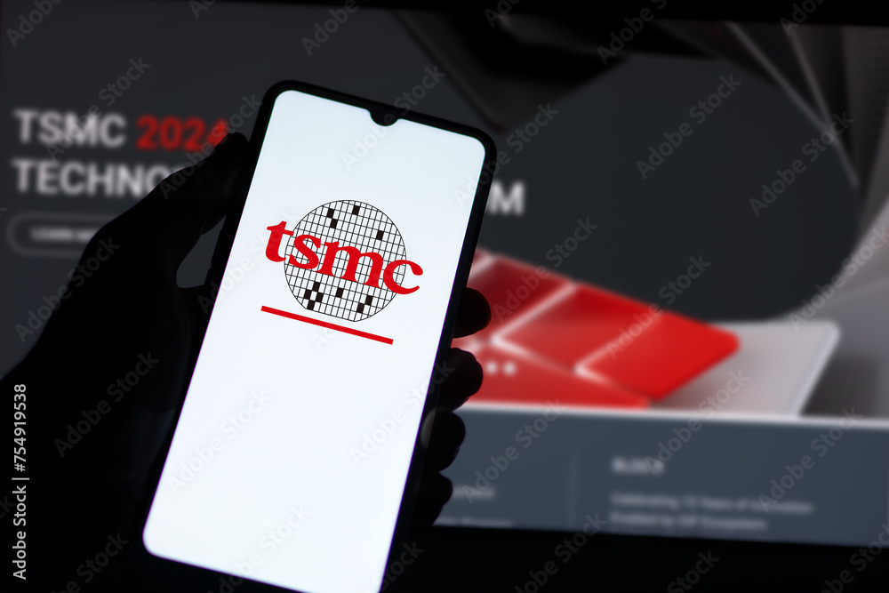 Dhaka, Bangladesh- 10 March 2024: TSMC logo is displayed on smartphone ...