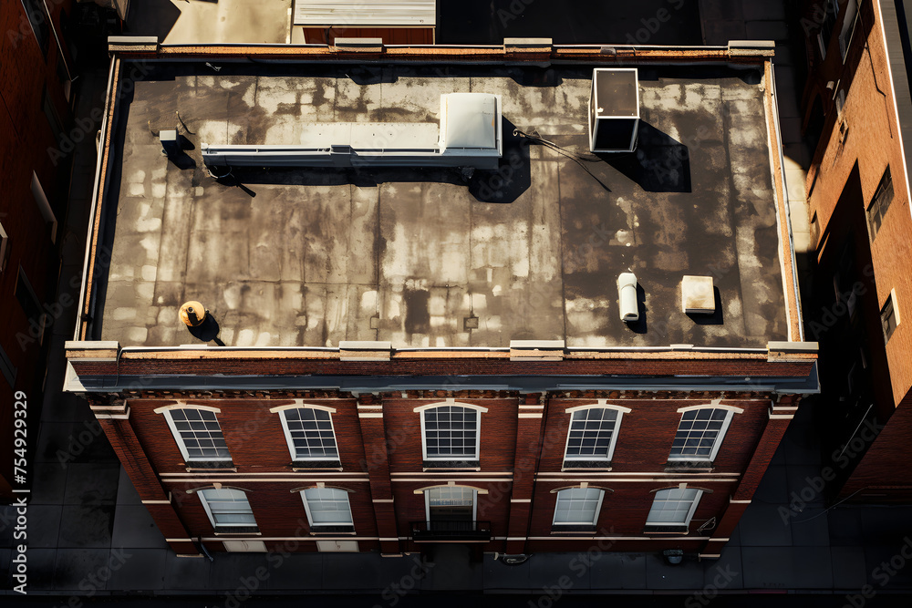Brick building from above, brick building, brick house, big brick house ...