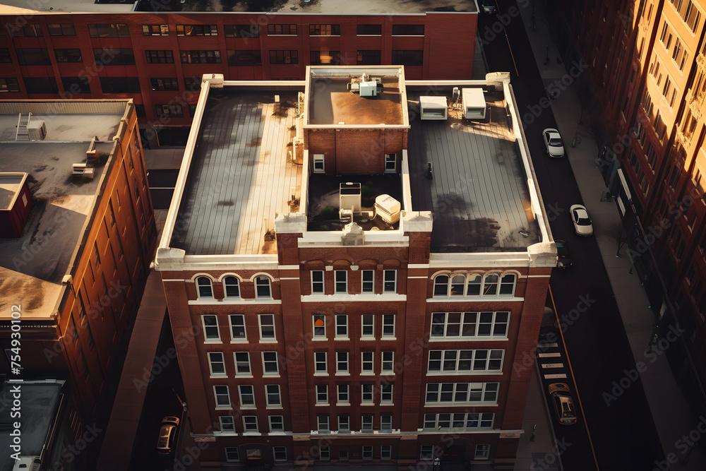 Brick building from above, brick building, brick house, big brick house ...