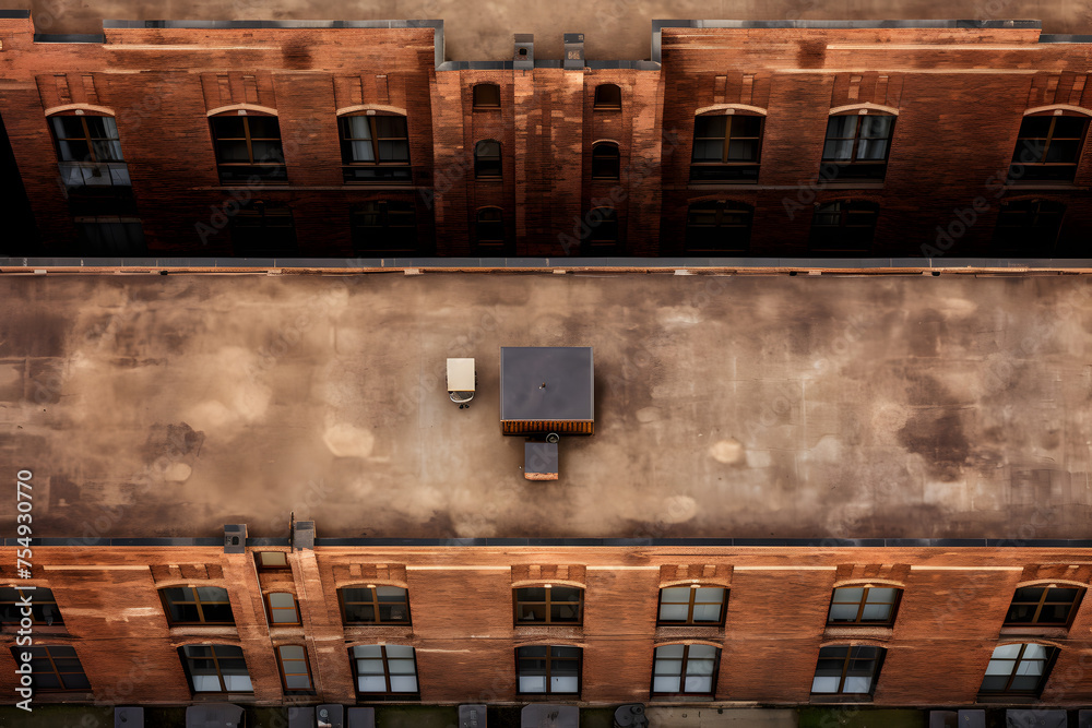 Brick building from above, brick building, brick house, big brick house ...