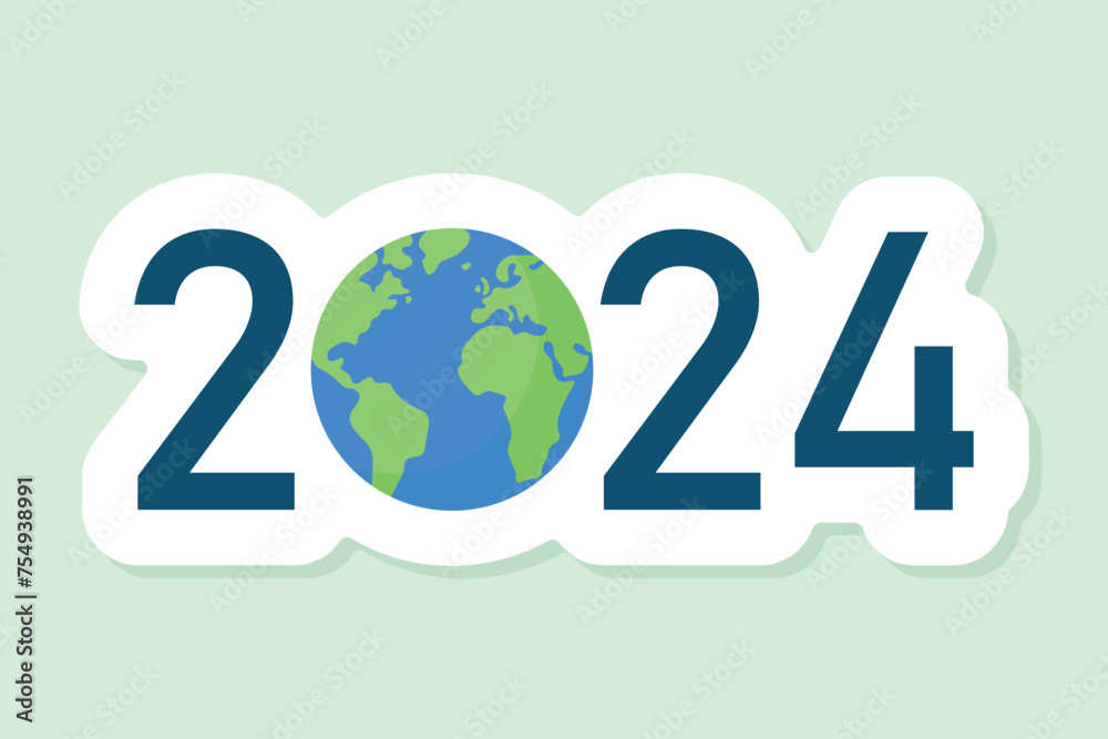 Earth Day 2024, numbers and globe vector sticker Stock Vector | Adobe Stock