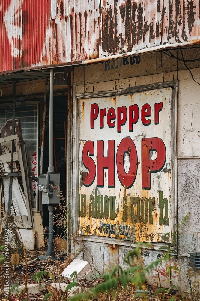 Abandoned and forgotten prepper shop. Ancient prepper pantry in the ...
