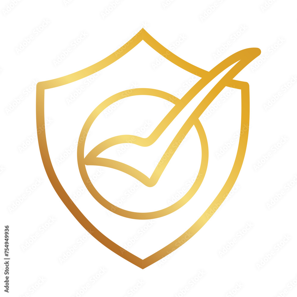 gold check mark icon gold certificate stamp Stock Vector | Adobe Stock