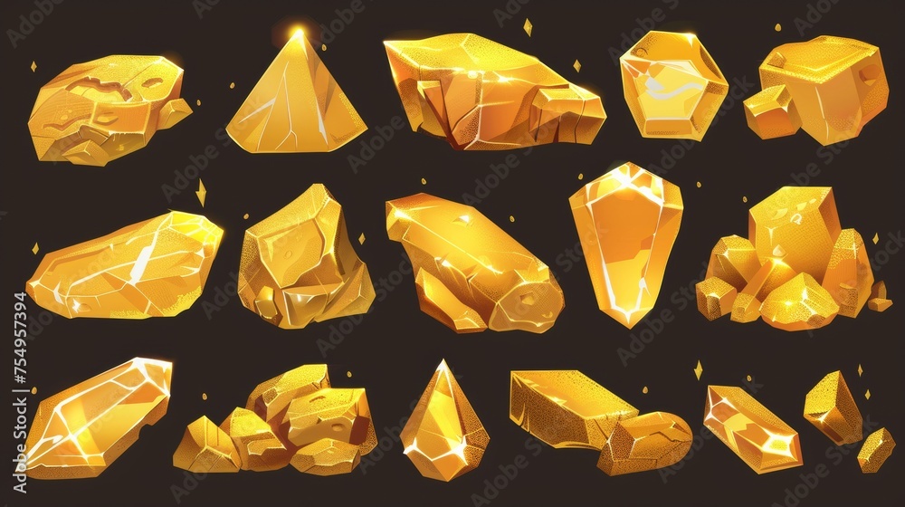In game UI design, a shiny gold nugget for the mine and treasure ...