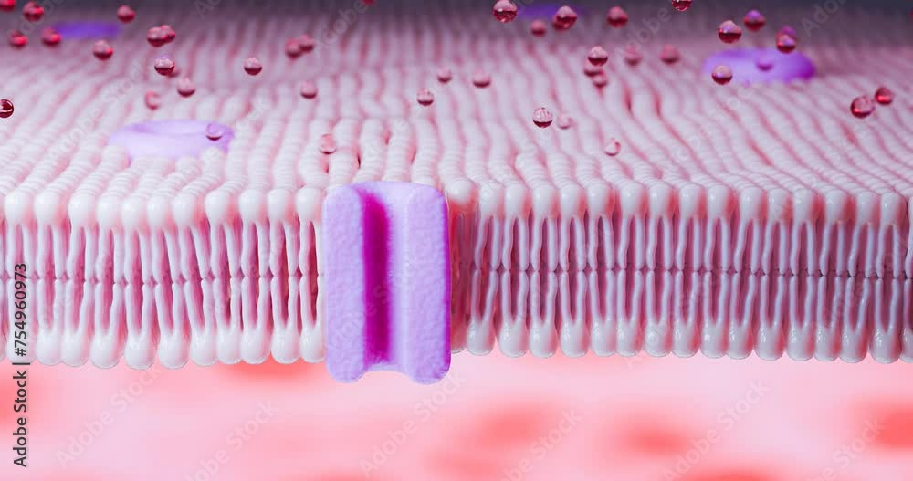 Simulated image of cell membrane, a component of cell wall proteins ...