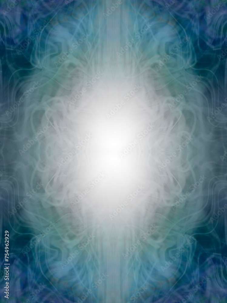 Spiritual blue jade green background - ethereal symmetrical wispy frame ...