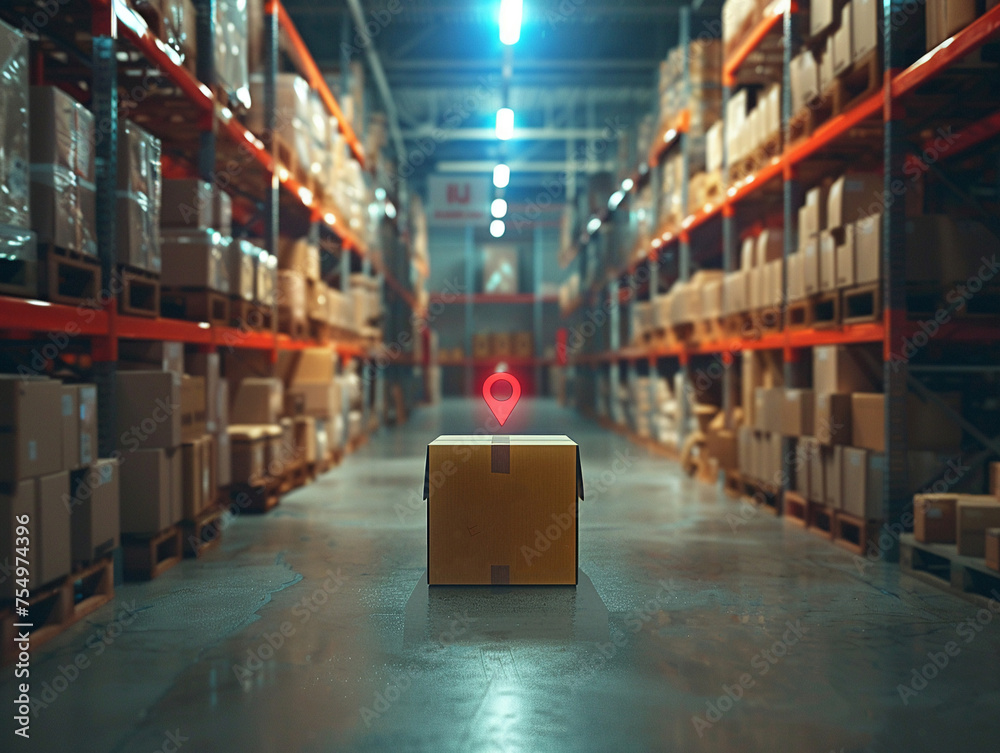 Precision in logistics captured as a single package with a location pin ...
