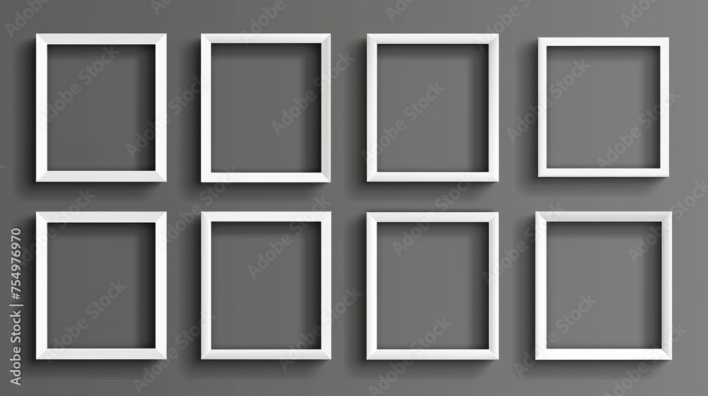 Shadow box modern frame template set on transparent background. Modern ...