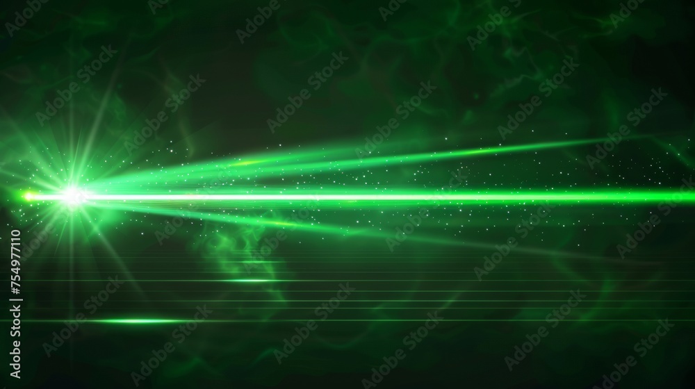 Animated green laser light beam effect isolated on transparent ...