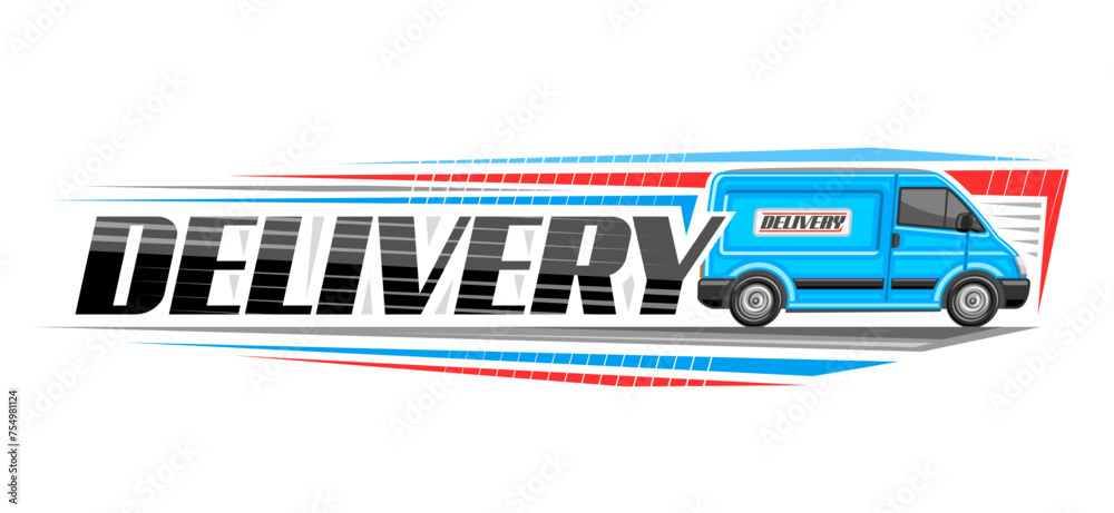 Vector logo for Delivery Van, decorative signboard with illustration of ...
