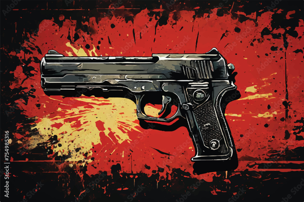 Handgun revolver Illustration. Revolver on a abstract background ...