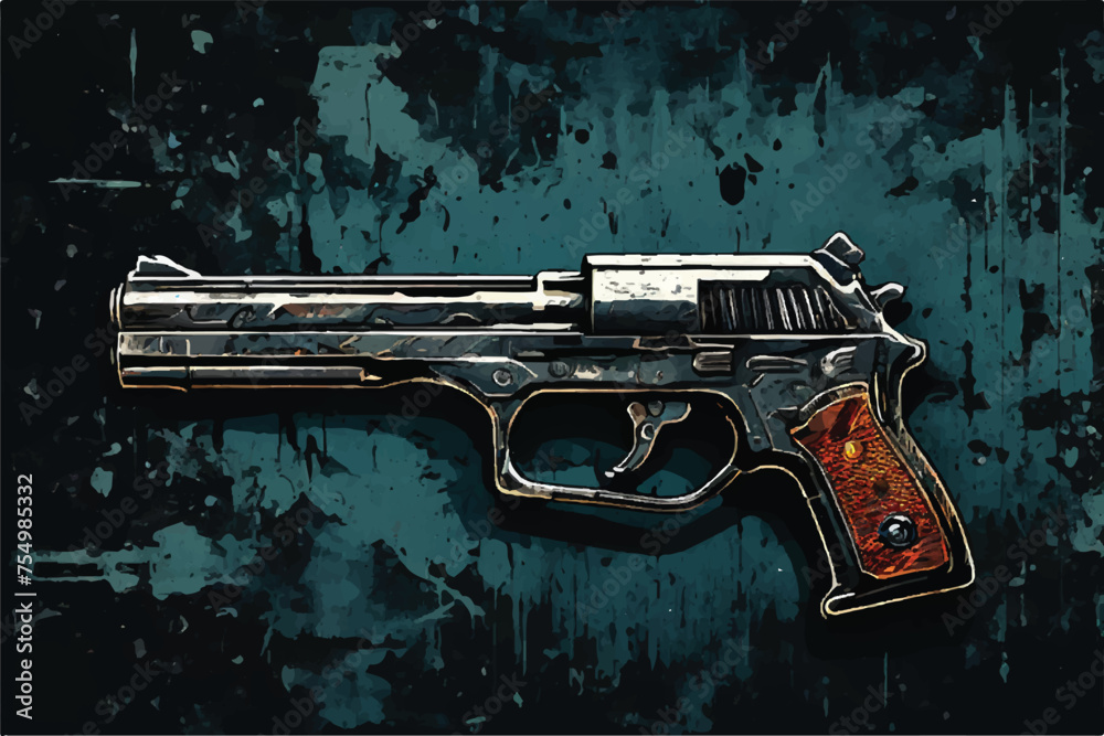 Pistol Illustration. Pistol Gun Icon Vector Illustration. Handgun ...