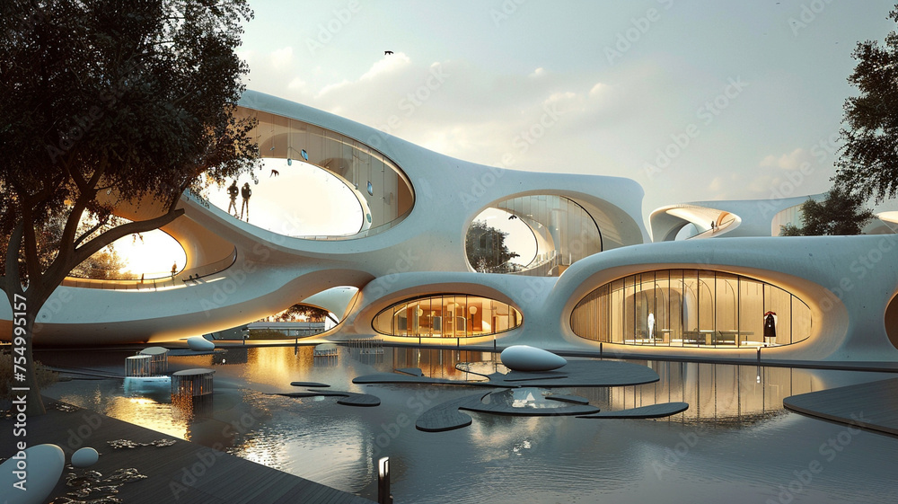 Design a series of architectural structures inspired by the geometry of ...