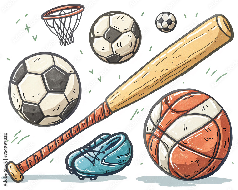 Sports-themed clipart e.g. soccer ball Stock Illustration | Adobe Stock