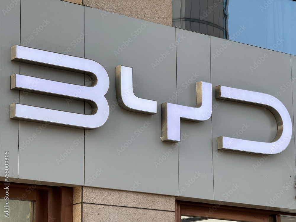 Shanghai,China-March 10th 2024: BYD store company brand logo sign Stock ...