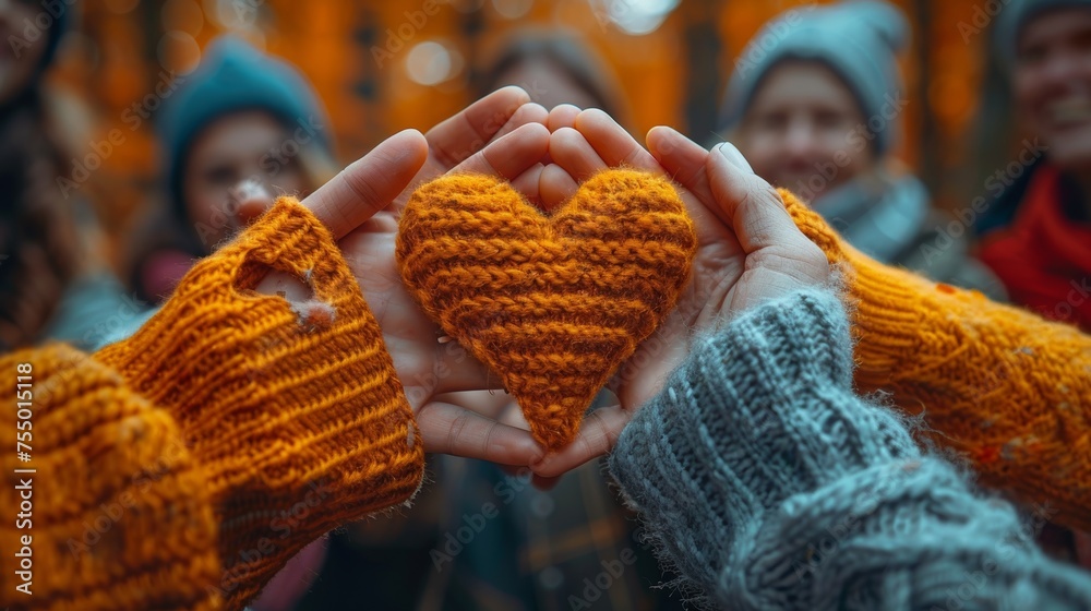 Young and mature people doing Heart Shape hand gestures showing love ...
