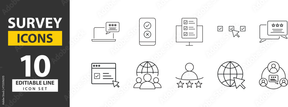 Clipboard and Survey Icons: Checklist with Gear, Checkmarks, Magnifier ...
