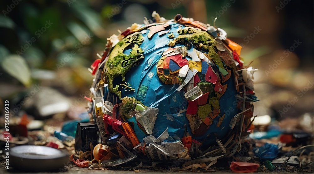 World Environment Day. Planet Earth made of garbage. Concept about ...