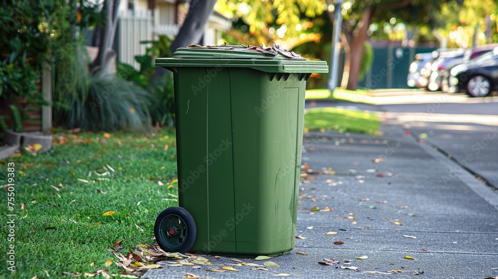 Green Recycling Bin for Outdoor Stands. Waste Management Container for ...
