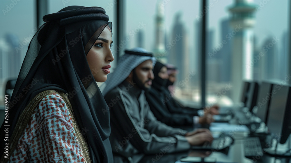 photo of a group of 4 proud Saudi Males and Females Professionals ...