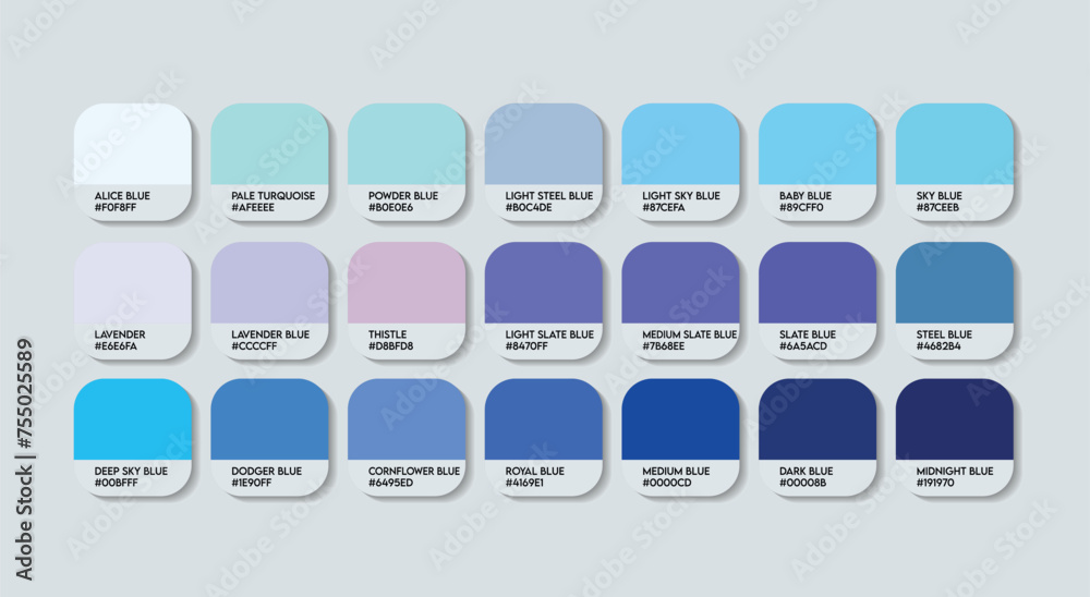 Vetor de Sky Blue Color Palette, Blue Color Code Guide Palette with ...