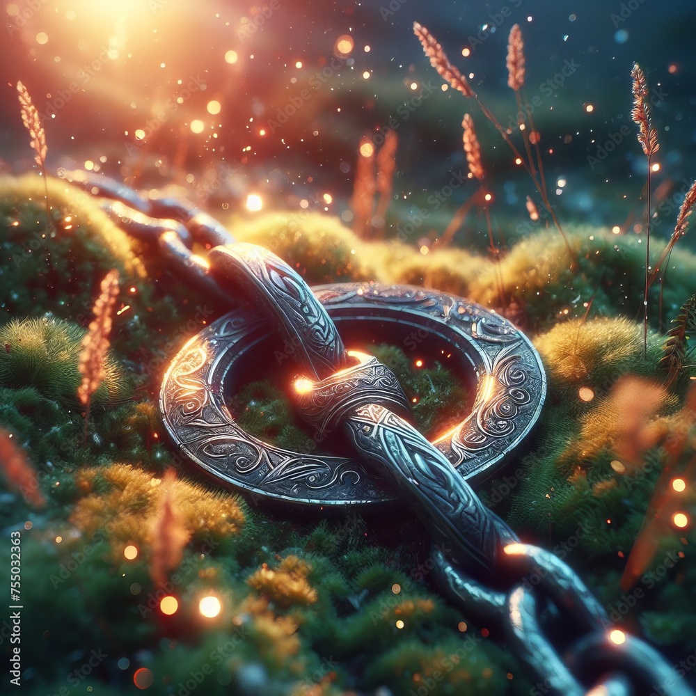 An enchanted artifact amulet talisman with ornate handle glowing with ...