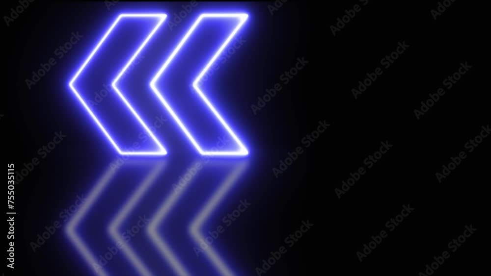 Glowing blue neon with shadow arrows indicates the direction of the ...