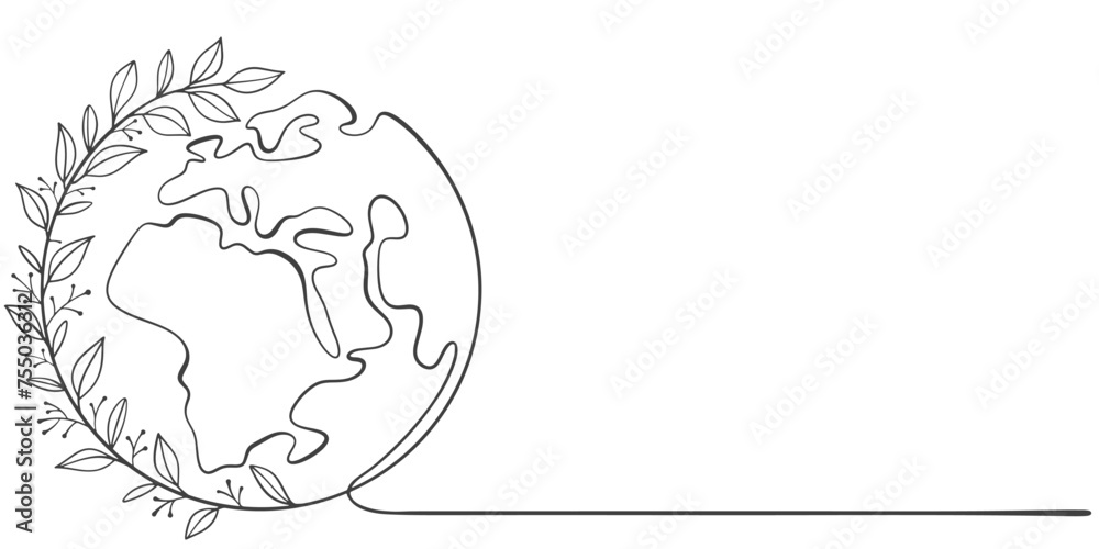 Earth day line art illustration, environment day line art vector ...
