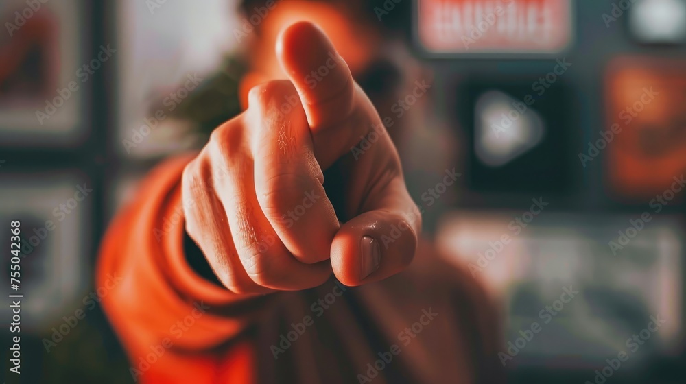 Hand pressing play logo for play video, song, movies, game and ...