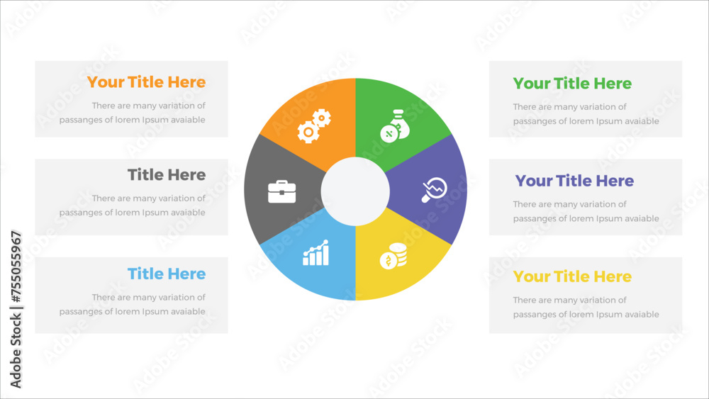 Percentage Pie Charts. Colorful pie chart collection with 6 sections or ...