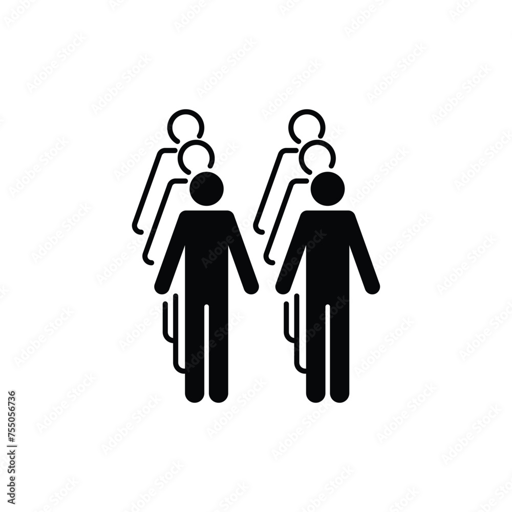 Vetor de Line up or queue in two icon. Public information symbol modern ...