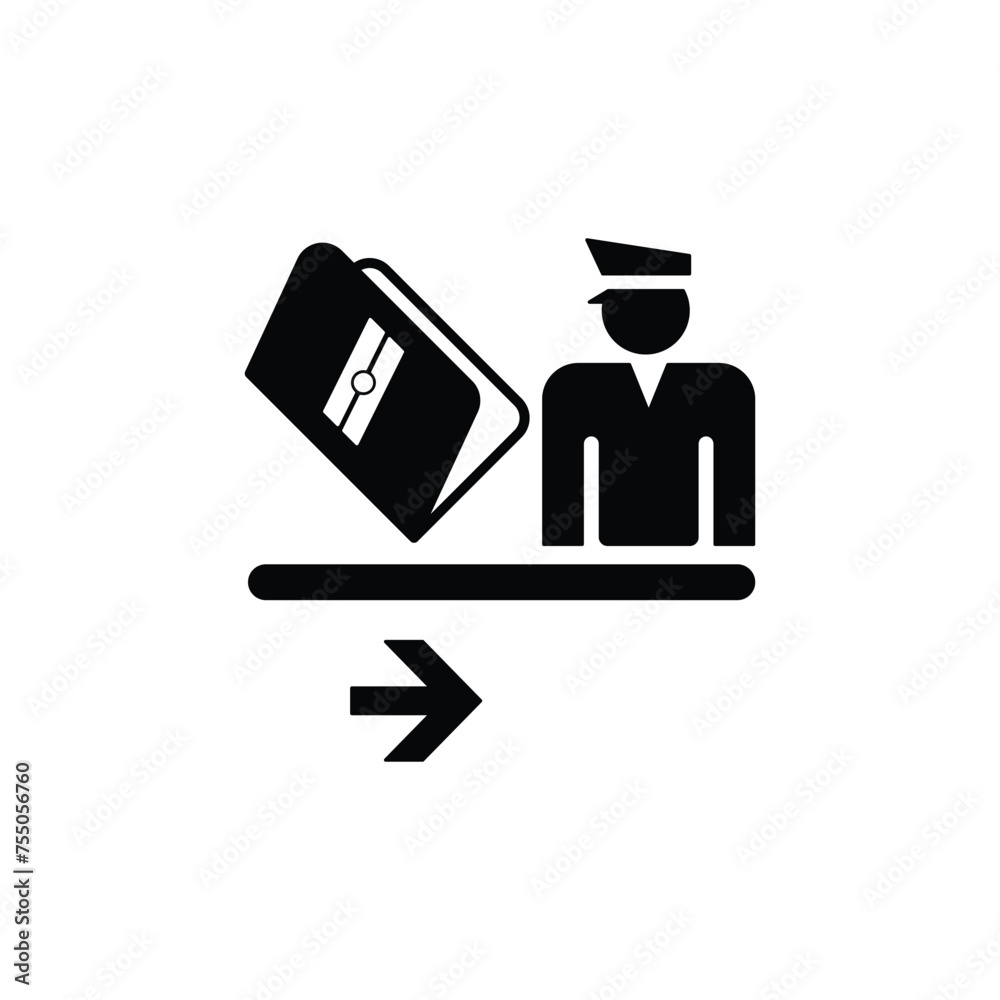 Manual passport control icon. Public information symbol modern, simple ...