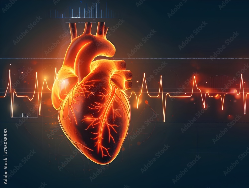 Beating Human Heart in Detailed 3D Illustration, To showcase the ...