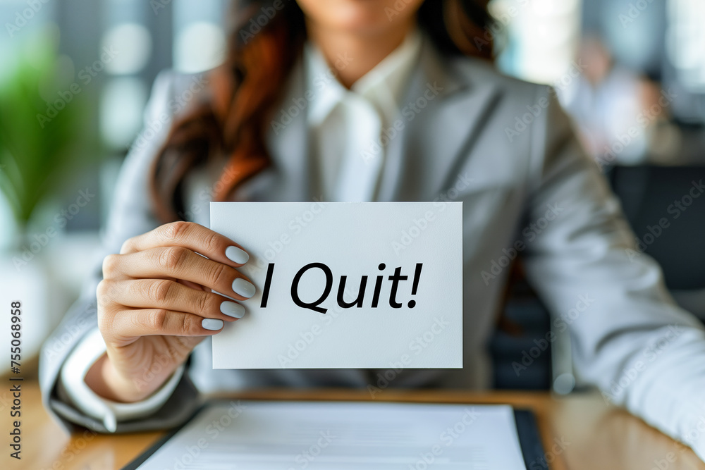 Business Woman Holding a Resignation Letter. Woman Giving a Quit Letter ...