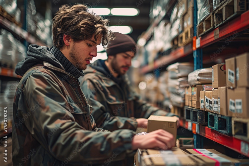 Amidst the hum of warehouse activity, workers are focused on preparing ...