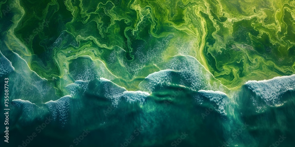 Capturing a vibrant fluid algae bloom from a spectacular aerial ...