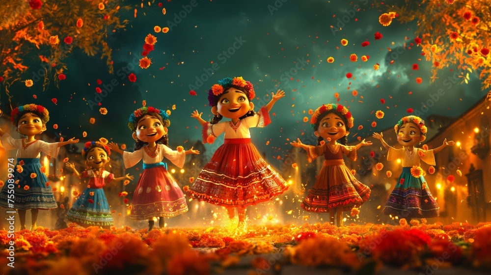 Animated celebration of diverse cultural festivals, filled with color ...