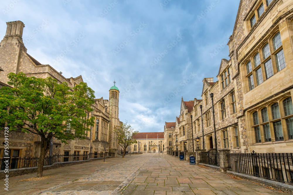 General view of the courtyard and entrance to the Great Hall, a 13th ...
