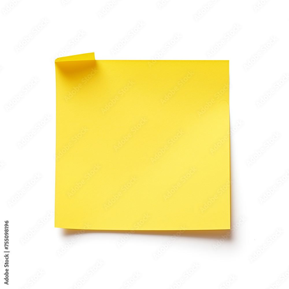 Yellow sticky post it note, white background, professional photo ...
