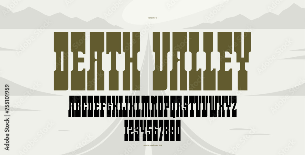 Massive serif font in American style, wild west saloon and western ...