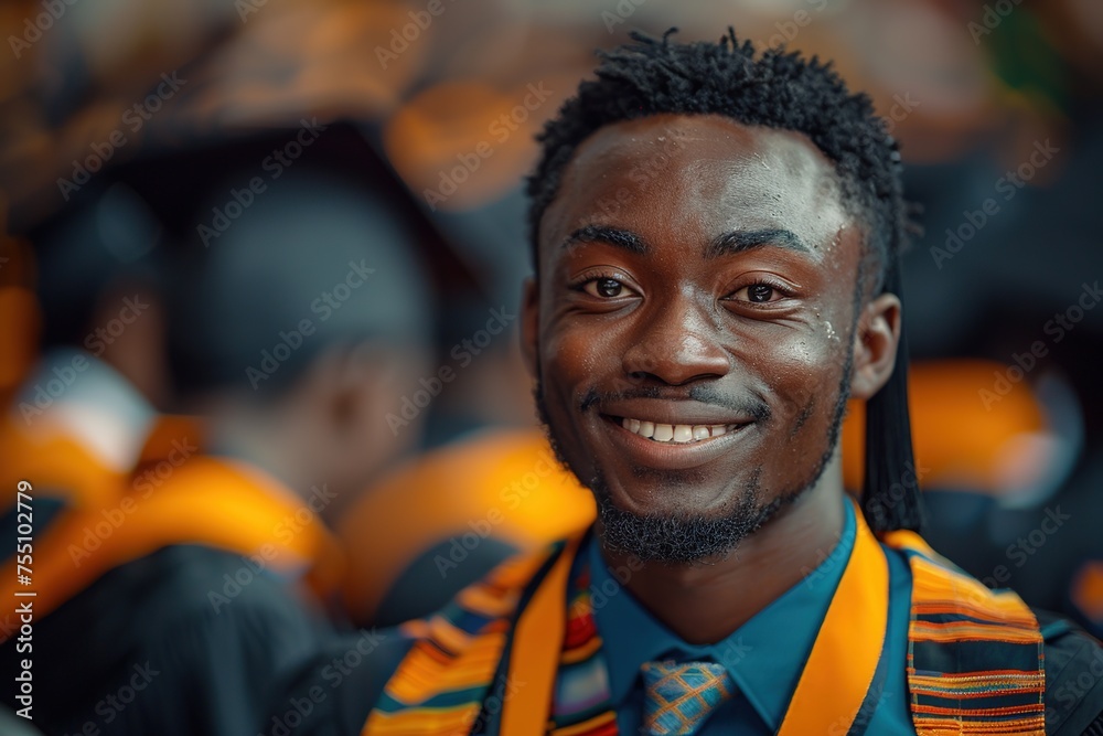 A radiant smile graces the face of an accomplished African male ...
