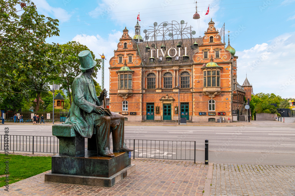 General view from the Hans Christian Andersen sculpture of the facade ...